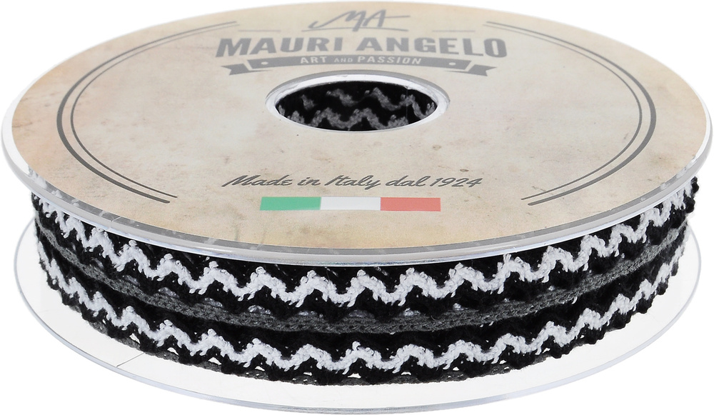 Лента кружевная "Mauri Angelo", цвет: черный, белый, 1,45 см х 20 м ...