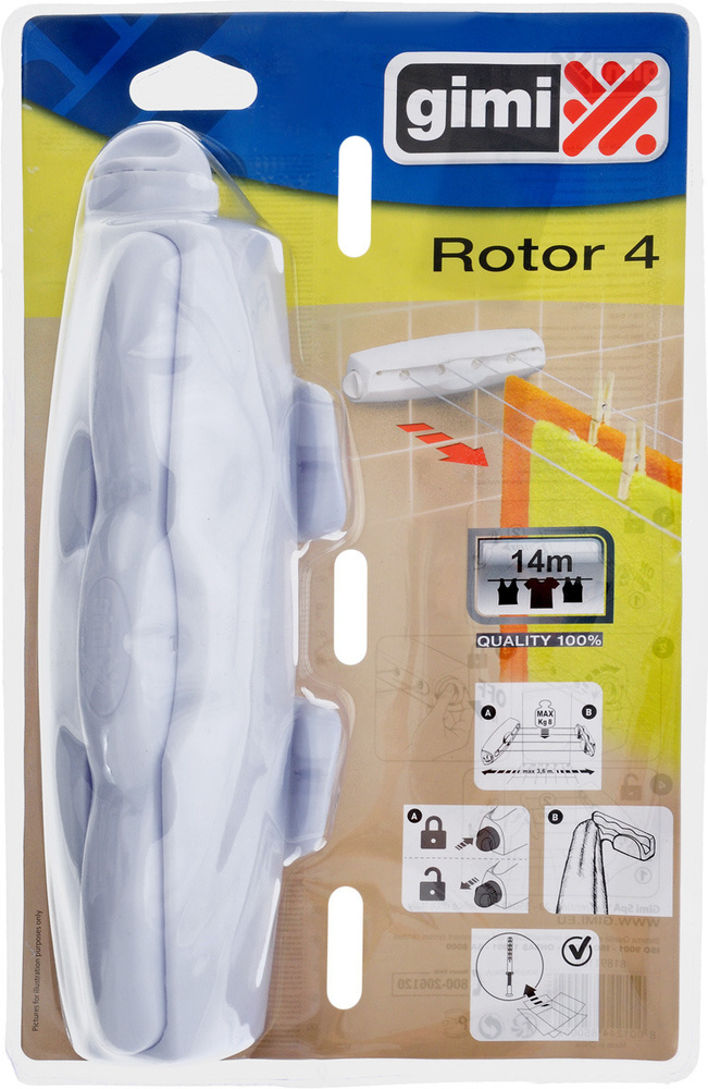 Сушилка для белья Gimi Rotor 4 настенная, вытяжная, 4 линии купить на ...