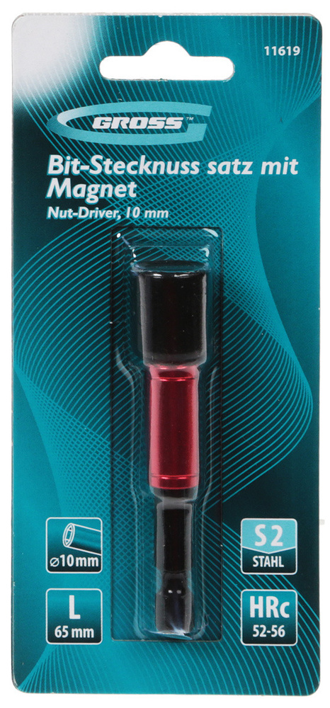 Бита Gross Бита Gross с торцевой головкой, магнитная, Nut-Driver, 10 мм ...