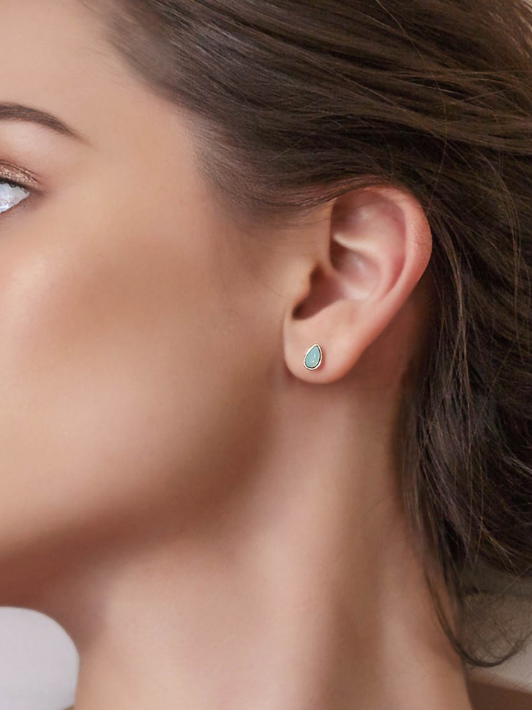 Серьги гвоздики капелька ROSEE с камнем Swarovski, маленькие сережки ...