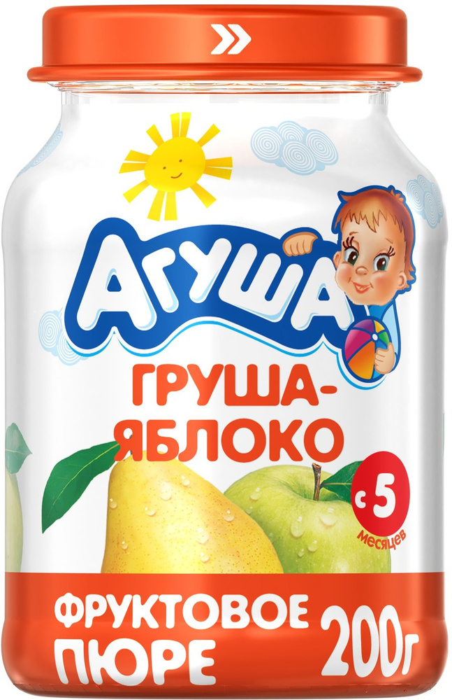 Пюре фруктовое с 5 месяцев Агуша Яблоко-Груша, 200 г - купить с ...