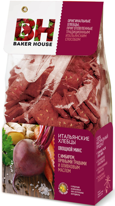 Baker House хлебцы итальянские с имбирем, пряными травами и оливковым маслом, 250 г - купить с ...