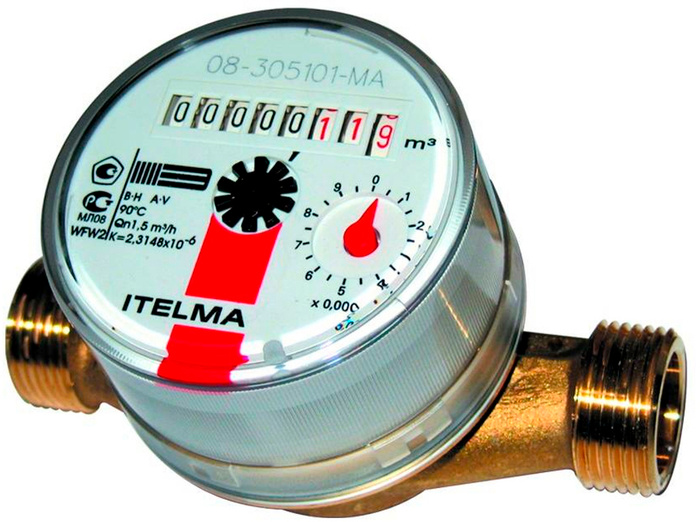 Счетчик 1/2" (Ду - 15, L - 110 мм) горячая вода ITELMA - купить с ...