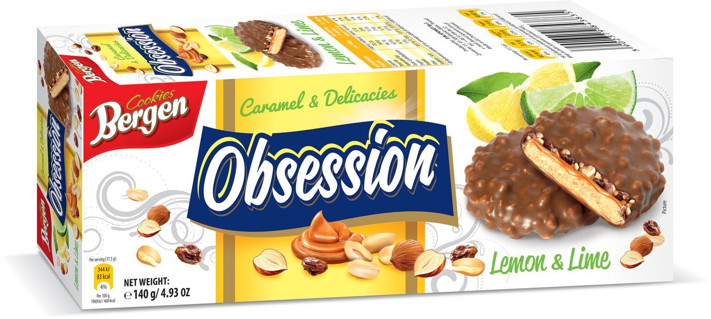 Рассыпчатое печенье Bergen Obsession Лимон, с карамелью, сушенными ...