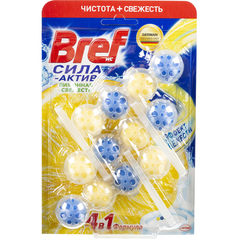 Блок для унитаза Henkel Bref Сила-Актив Лимонная Свежесть на блистере 3 ...
