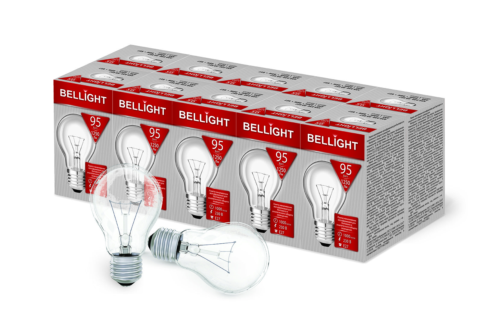 Лампа накаливания Bellight А55 95Вт 230В E27,10 штук купить на OZON по ...