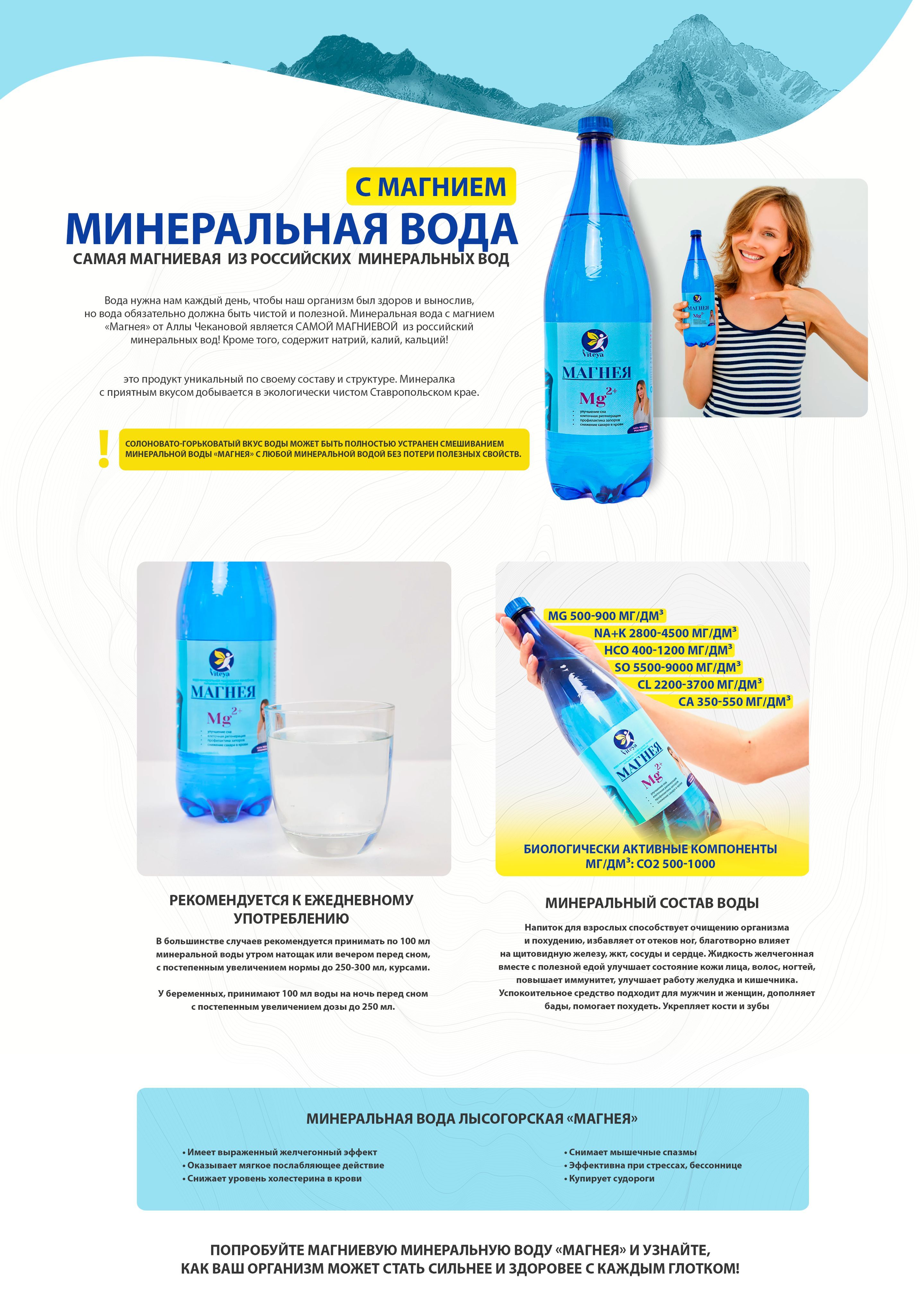 Магнея Mg минеральная вода с магнием, природная, лечебная, 1,5л х 6 шт ...