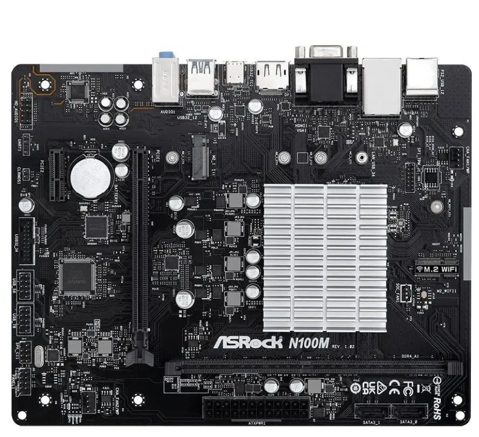 Материнская плата ASROCK N100M (N100M) - SoC (система на кристалле ...