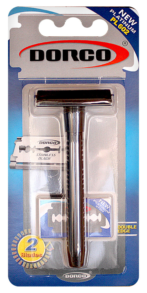 Dorco Бритва PL602, классическая Т-образная (1 станок, 2 сменных лезвия ...