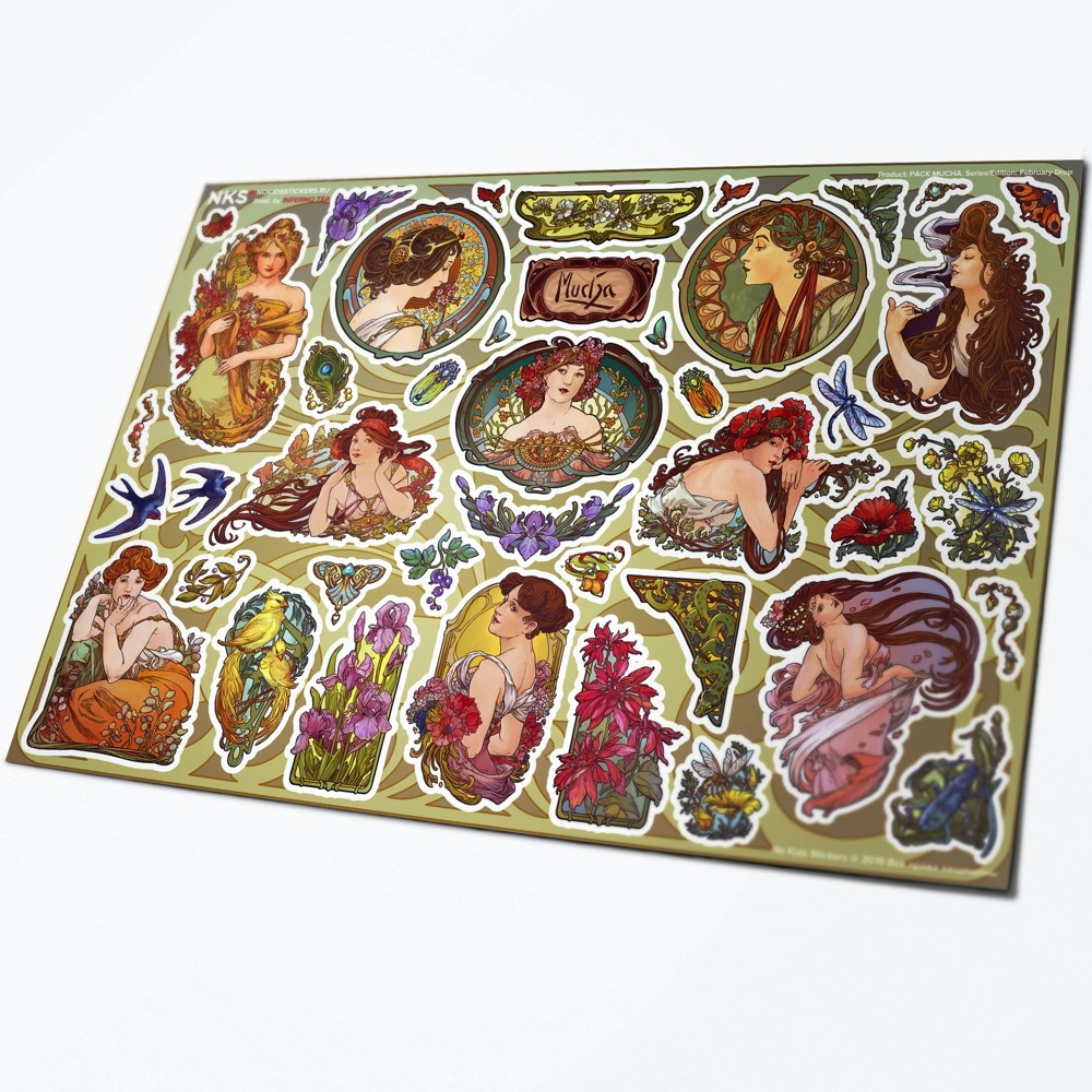 Набор наклеек А4 PACK MUCHA, виниловые стикеры, No Kids Stickers ...