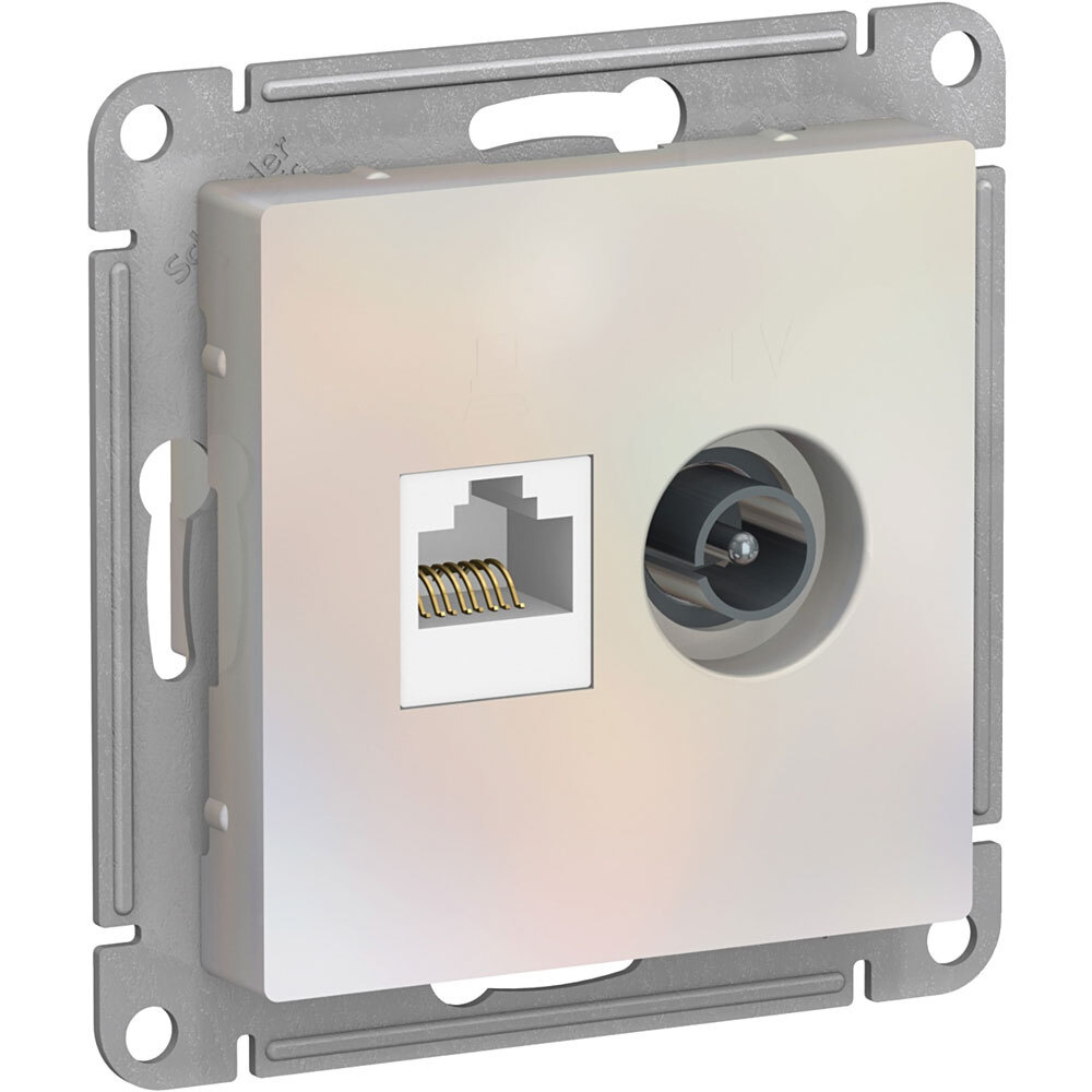 Розетка двойная Schneider Electric AtlasDesign TV + RJ45 категории 5 ...