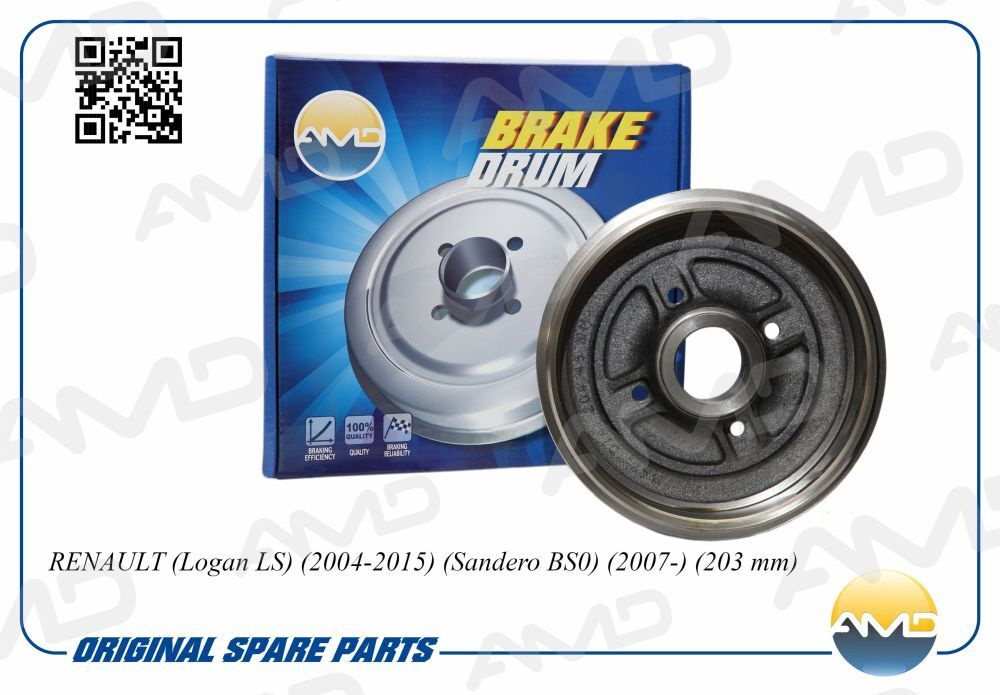 Барабан тормозной Renault Logan 04-, Sandero 07-, Symbol 08- D-203 мм (+ABS) AMD - купить по ...
