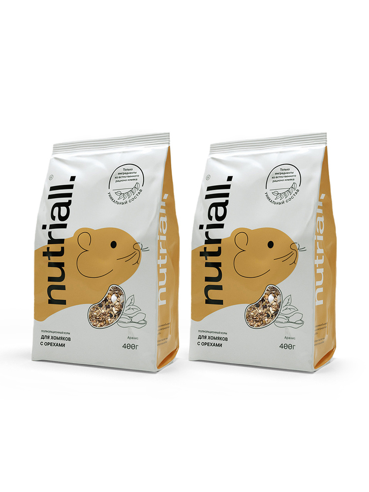 Корм для хомяков Nutriall с орехом 2 упаковки по 400 гр. - купить с доставкой по выгодным ценам ...