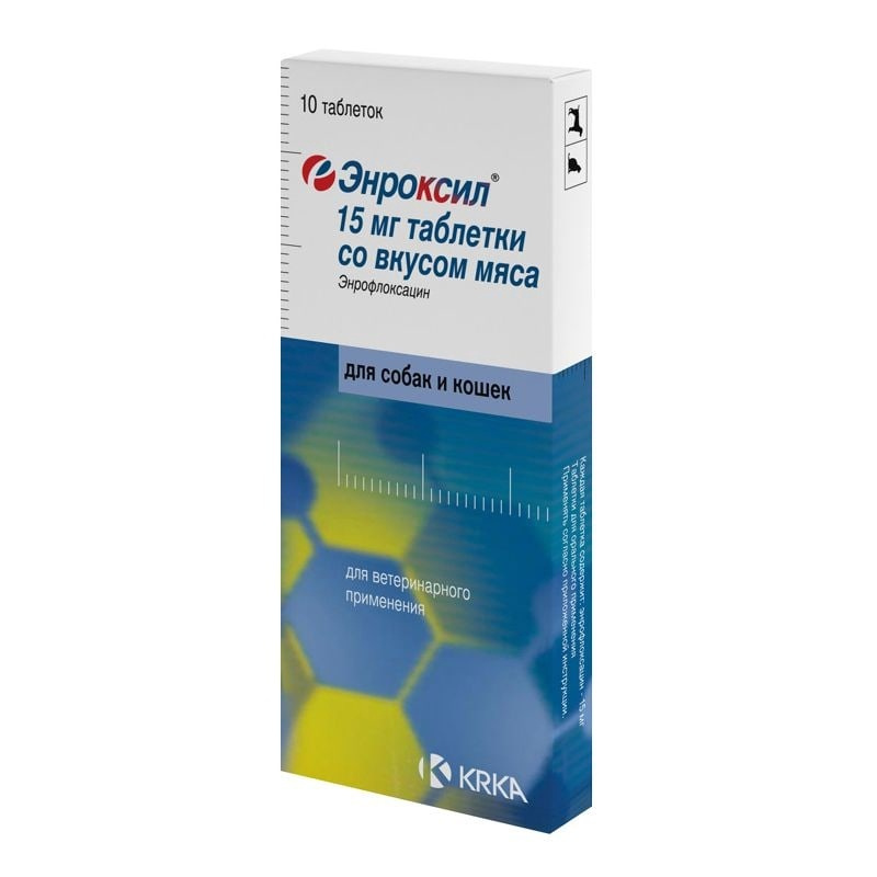 Крка энроксил таблетки со вкусом мяса 15мг,10 табл. - купить с ...