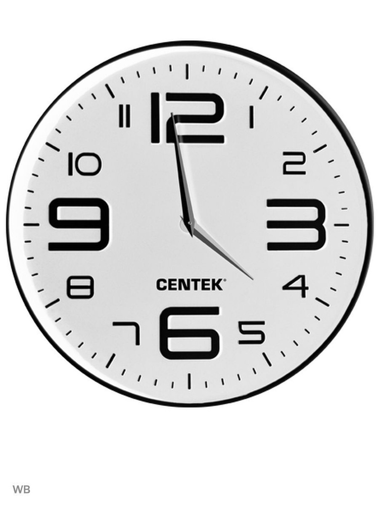 Часы настенные Centek СТ-7101 30 см диам., круг, ОБЪЁМНЫЕ ЦИФРЫ, плавный ход - купить по низкой ...