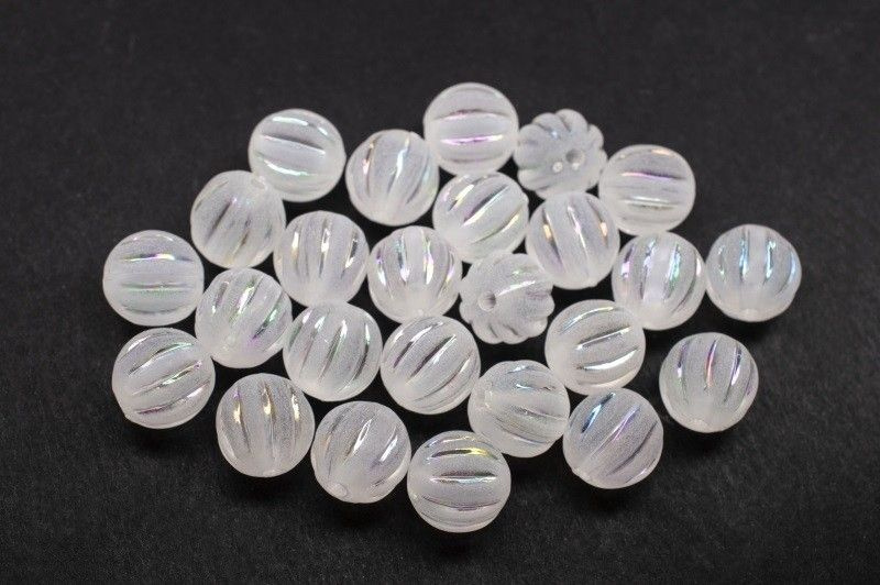 Бусины акриловые круглые граненые 11мм, отверстие 2мм, цвет прозрачный ...