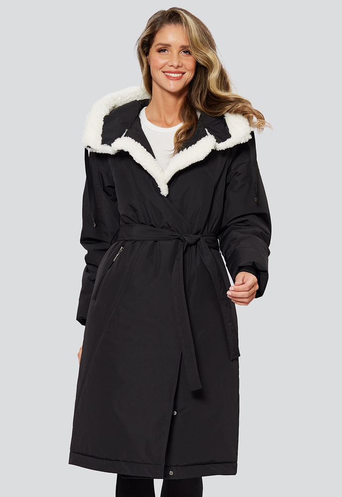 Пальто DIMMA fashion studio, Зима, размер 46, цвет черный, Нейлон ...