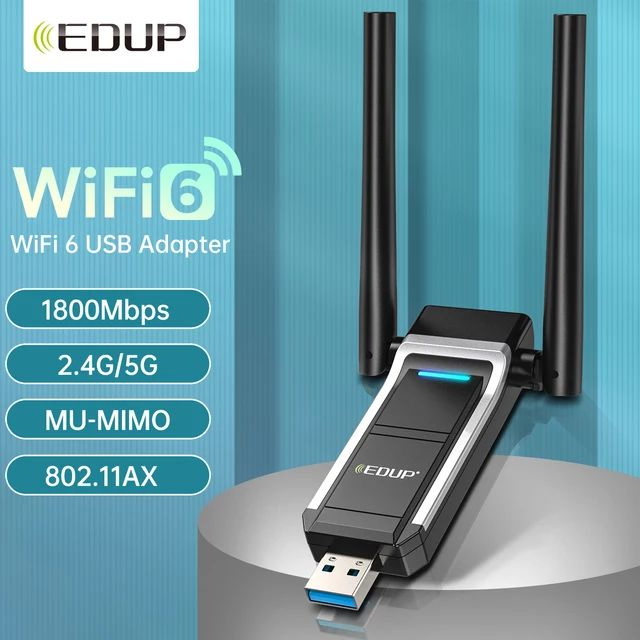 EDUP WiFi 6 USB адаптер (USB 3.0) 1800Мбит/с Free Driver Dual Band 2.4G/5.0G 802.11ax - купить с ...