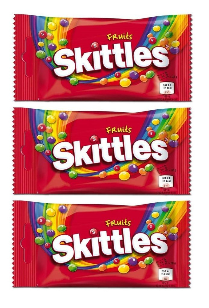 Skittles Фрукты жевательные конфеты 38гр/3 пачки - купить с доставкой ...