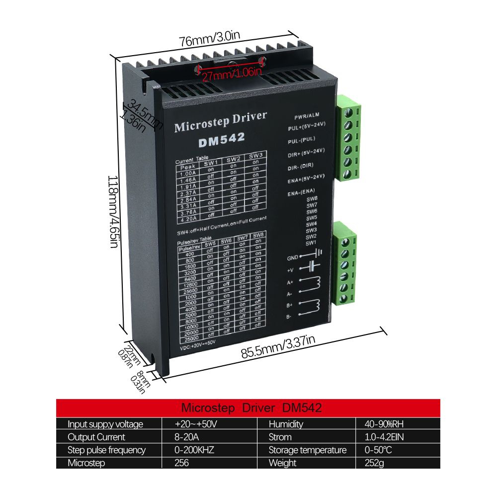 Микрошаговый привод DM542 для 42 57 шаговых двигателей Nema17 Nema23 ...