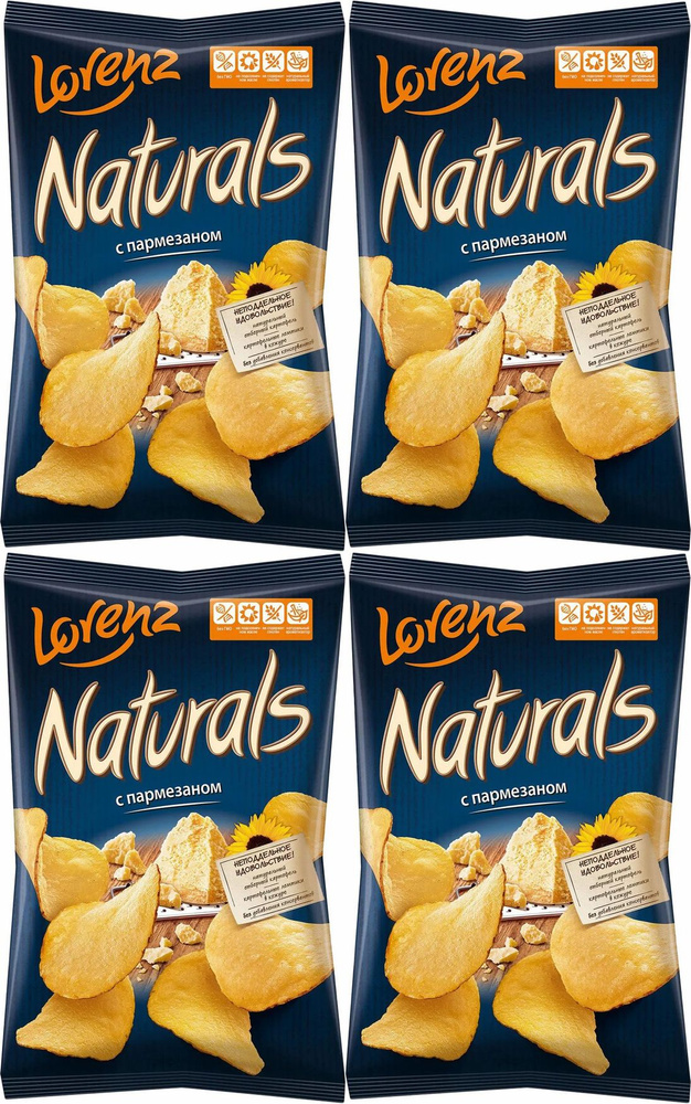 Чипсы картофельные Lorenz Naturals с пармезаном, комплект: 4 упаковки ...