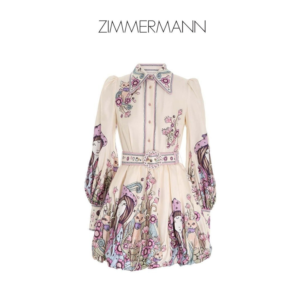 Новое платье-рубашка Zimmermann с пышными рукавами, Женский, Лето ...