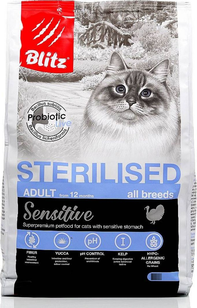 Корм для кошек сухой Blitz / Блиц Sensitive для стерилизованных или ...
