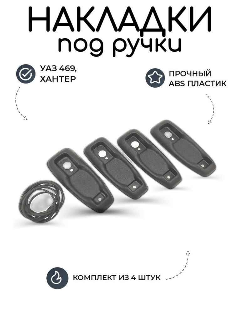 Накладки под ручки УАЗ 3151, 469, Хантер (с уплотнителями)/ дверные, наружные, защитные, тюнинг ...