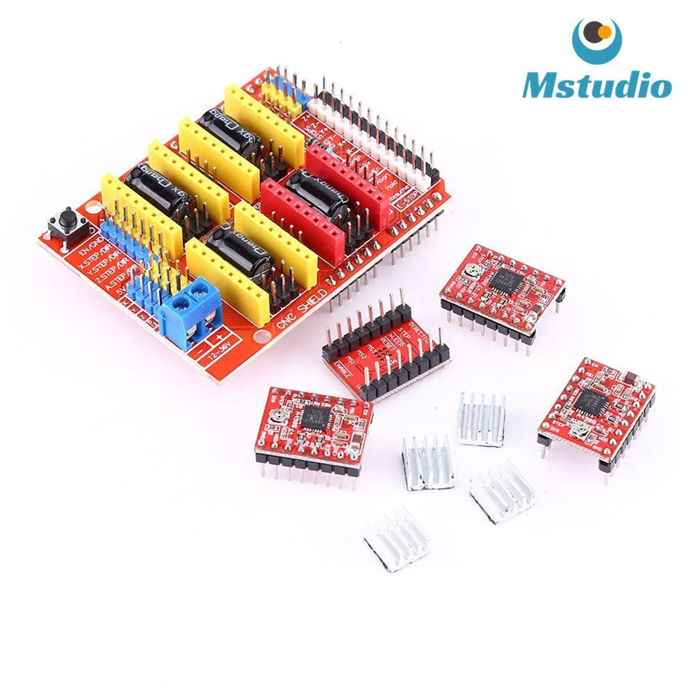 Cnc V3 Shield Модуль расширения 4 шт A4988 Драйвер шагового двигателя для ЧПУ Arduino Uno