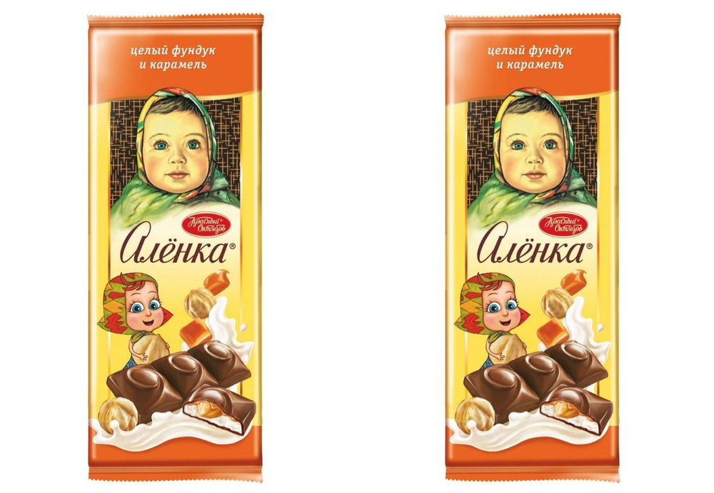 Алёнка Шоколад Алёнка, цельный фундук и карамель, 165 г, 2 шт - купить ...
