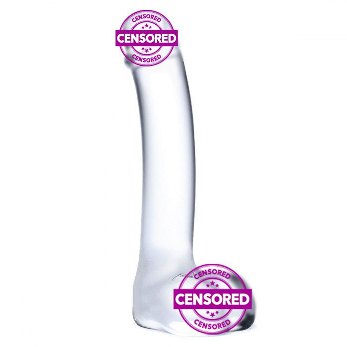 Glas Фаллоимитатор Прозрачный стеклянный фаллос с мошонкой Curved G ...