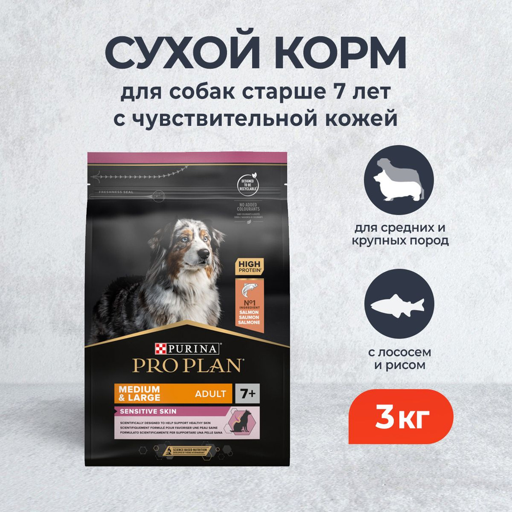 Pro Plan Medium & Large Adult 7+ OptiDerma сухой корм для взрослых ...