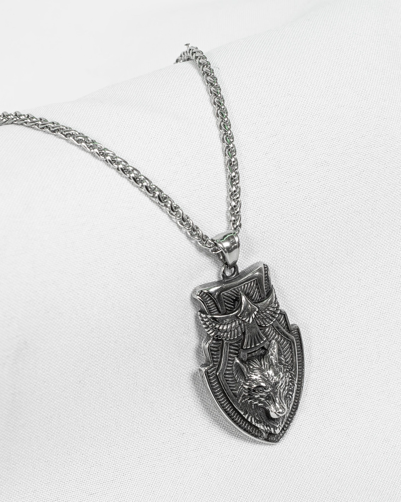 Подвеска Щит с волком на цепочке из нержавеющей стали - купить с ...