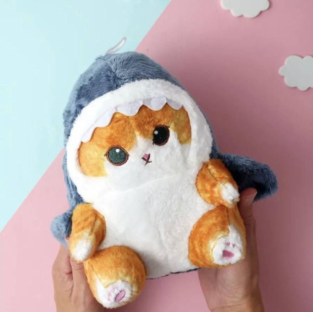 Кот - Акула мягкая плюшевая игрушка 20 см / Кошка в костюме акулы ...