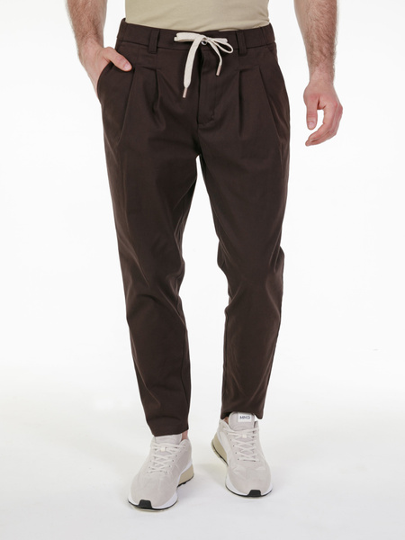 Брюки Мужской BLACK MOTTE бананы шоколадный Вечерний/праздничный, размер 54 Пуговицы свободный ...