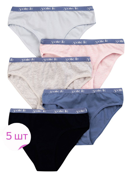 Комплект трусов Девочки Donella слипы Трикотаж, Хлопок голубой, розовый, размер 164 Средняя ...