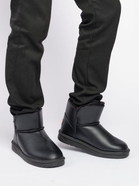 Угги Мужской, Мальчики SoloMax черный, черно-серый Зима Без застёжки ...