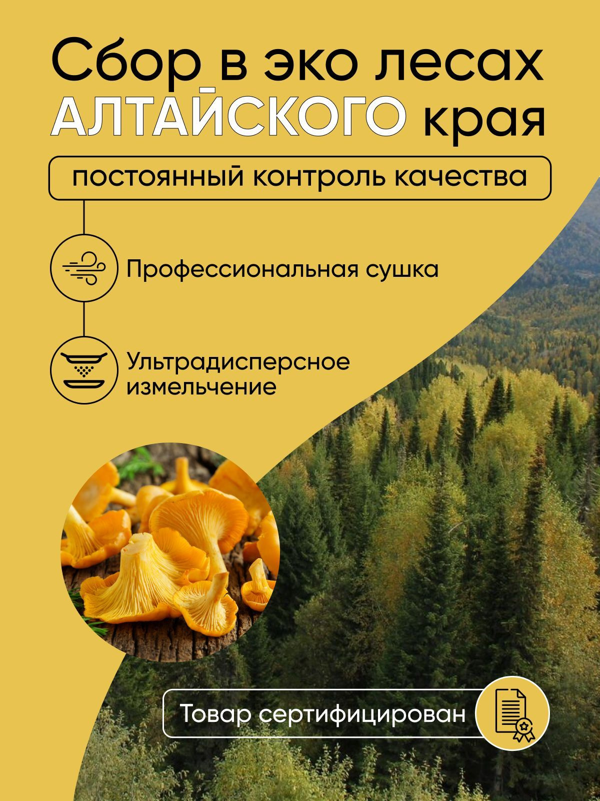 Altai Eco/Лисички грибы сушеные от паразитов/ Био чистка 90 капсул ...