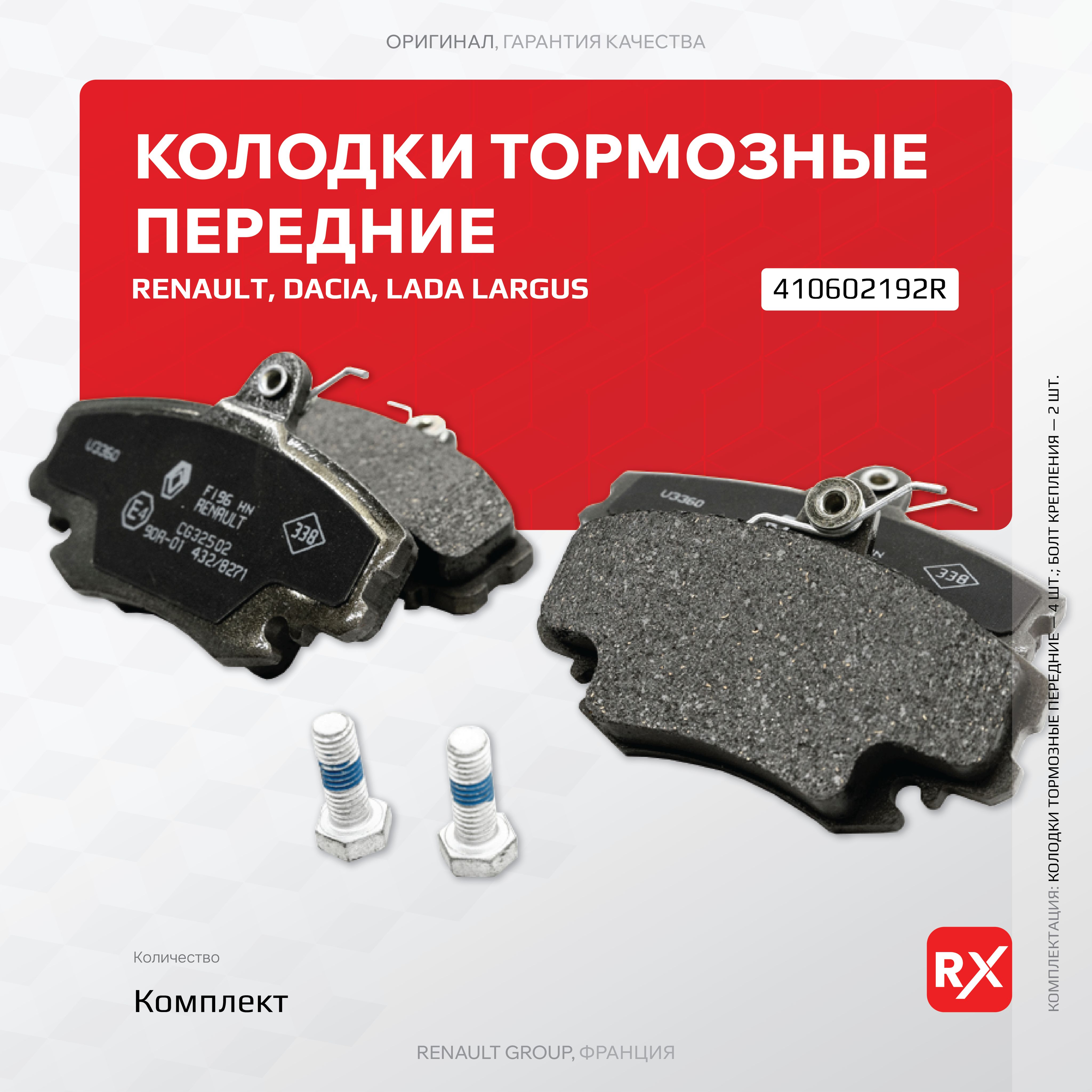 Колодки тормозные передние 410602192R на Рено Логан, Сандеро, Клио ...