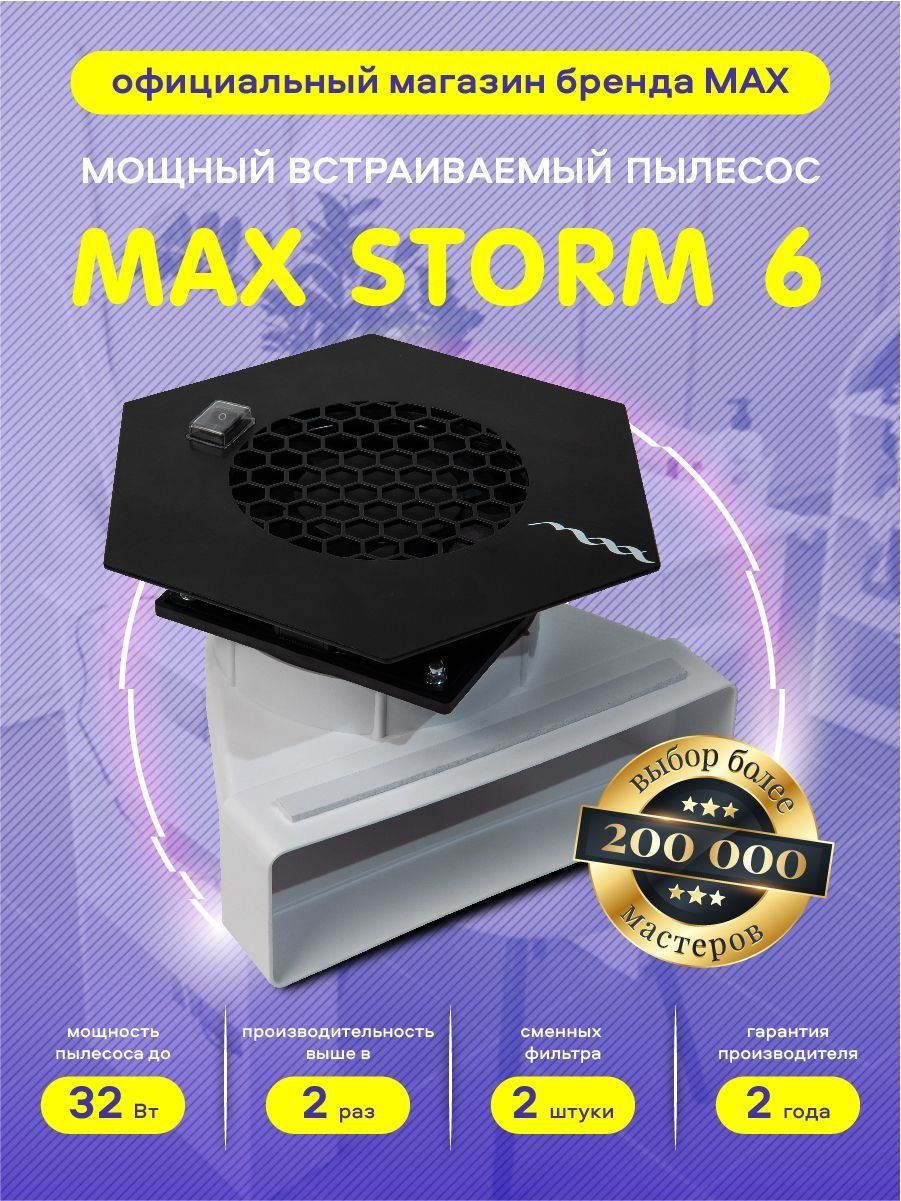 Супермощный встраиваемый маникюрный пылесос MAX Storm 6, 32 Вт ...