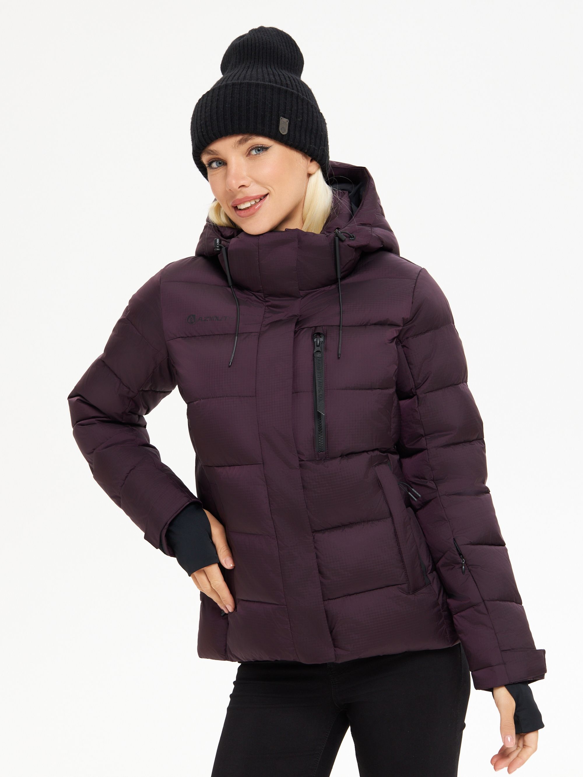 Куртка Женский Azimuth вишневый капюшон Waterproof, размер 48 Длинный ...