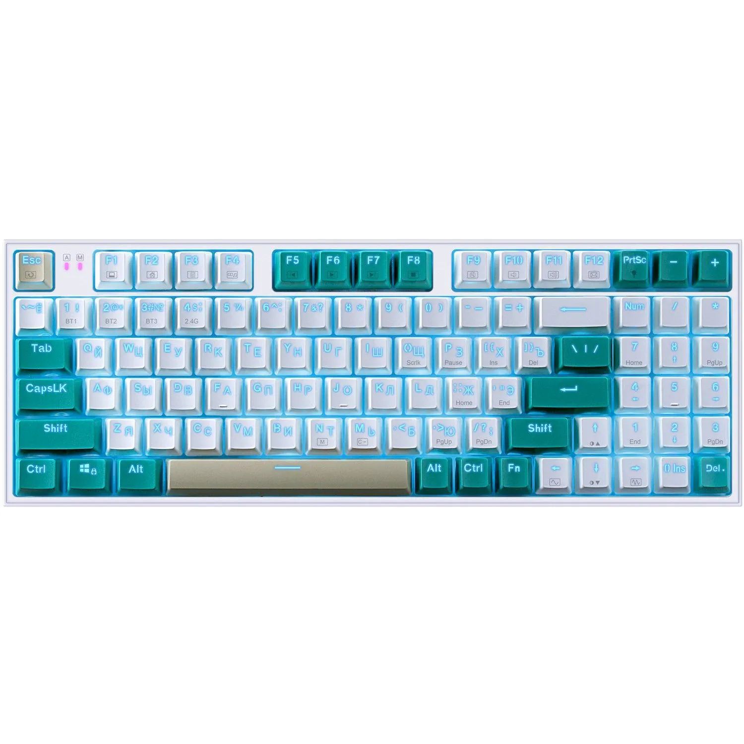 Клавиатура Redragon Veigar (71476) беспров. RU,RGB,BT+2.4G,бело-голубой ...