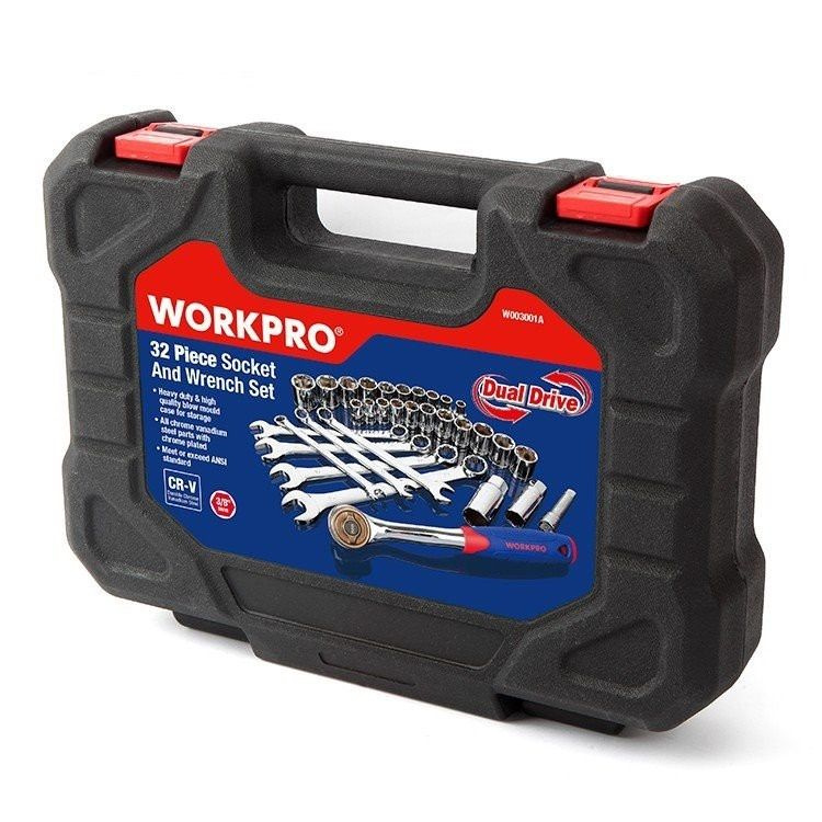 Набор торцевых головок 3/8", 32 шт., в кейсе Workpro WP202528 купить на OZON по низкой цене ...