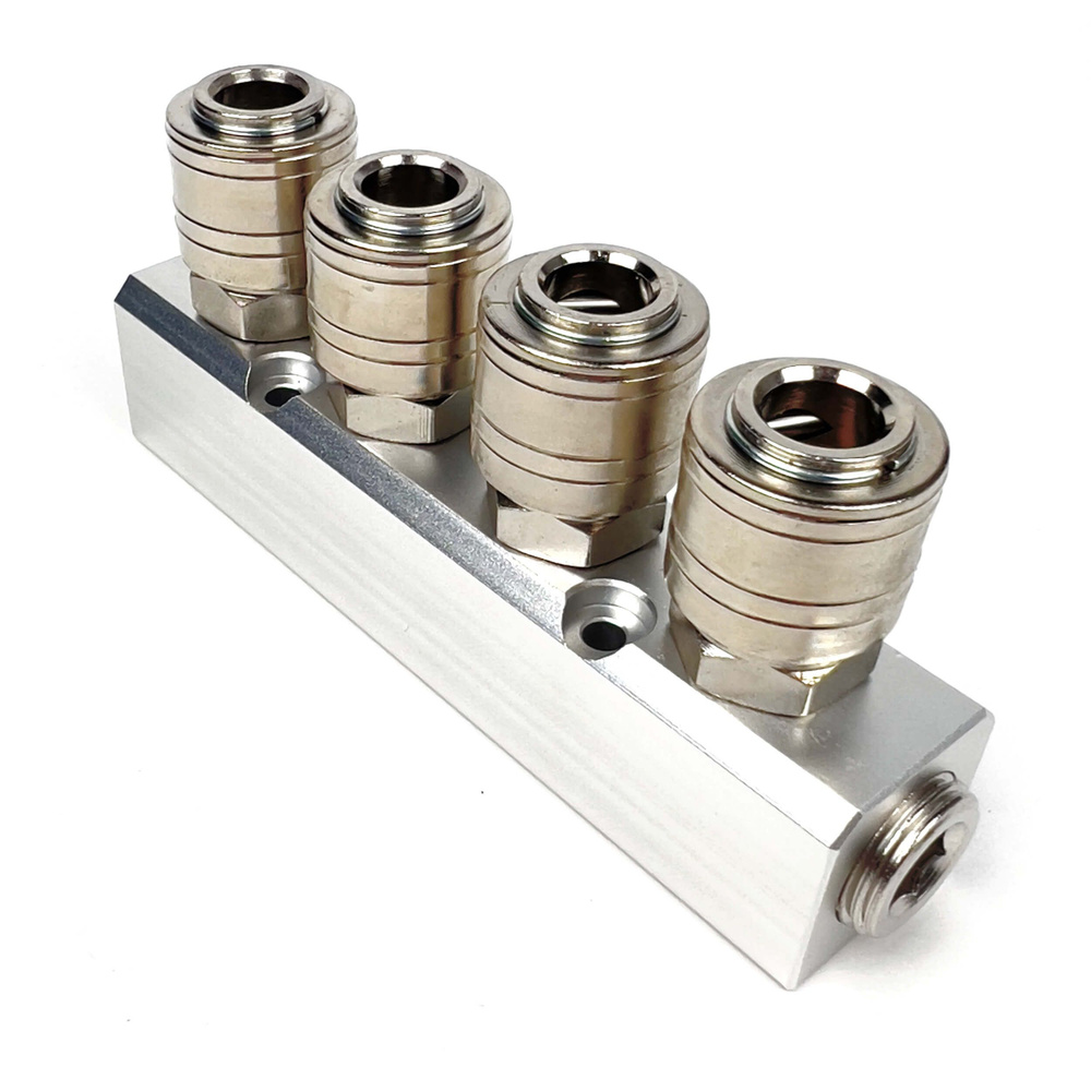 Разветвитель (распределитель) пневматический, 4 выхода рапид 1/4" EURO ...