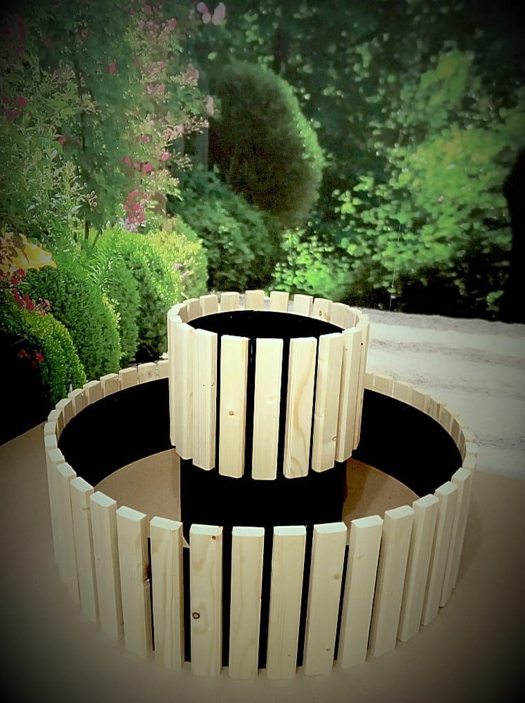 Клумба садовая деревянная двухъярусная, d 57см - купить с доставкой по ...