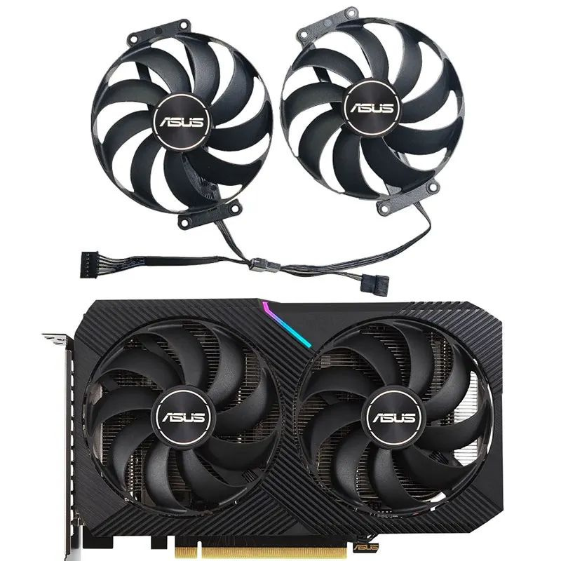 ASUS DUAL RTX 3050 3060TI MINI GTX 1650 1660 RX 6400 6500XT охлаждающий вентилятор видеокарты ...