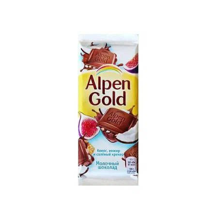 Шоколад ALPEN GOLD (АЛЬПЕН ГОЛД) молочный начинка кокос, инжир, солёный ...