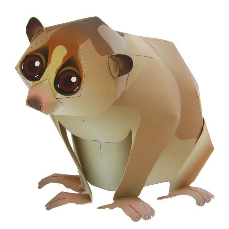 Slender loris Обезьяна, животное, 3D бумажная модель, Papercraft ...
