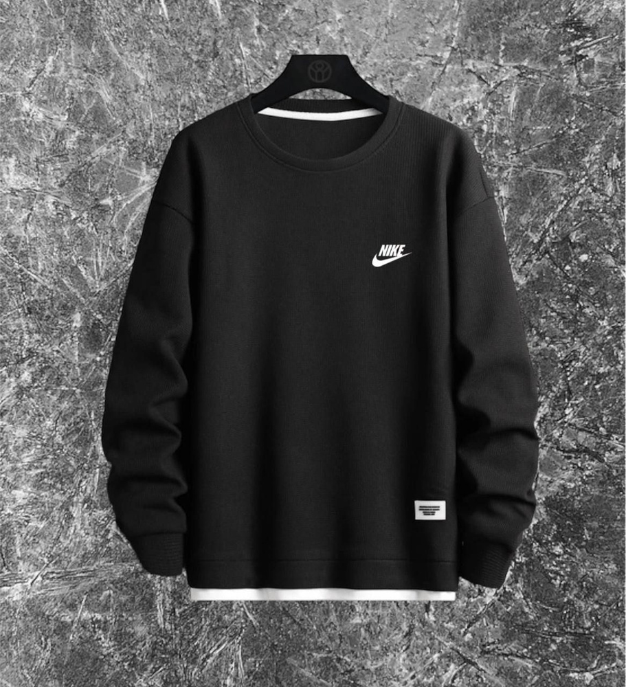 Толстовка Мужской Nike черный Без застежки Хлопок, Полиэстер, размер 54, 56 Длинный Логотип ...