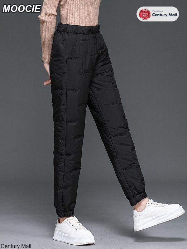 Брюки утепленные Женский CHAOPAI черный Повседневный, размер 48 Еврозима Китай Однотонный купить ...